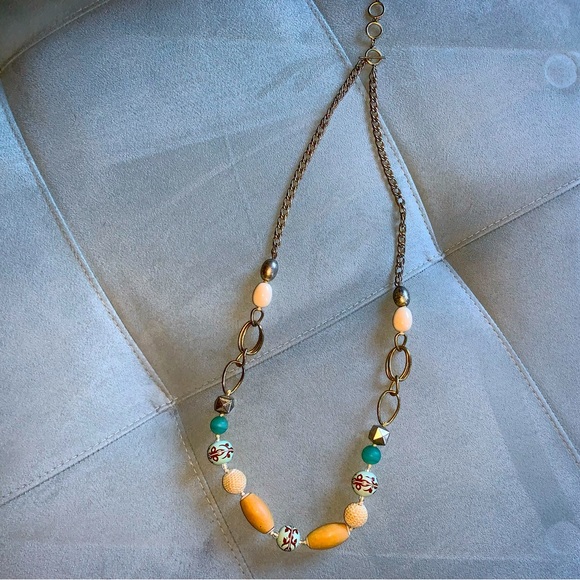 LC Lauren Conrad | Jewelry | Lc Turquoise And Cream Statement Bead Gold ...